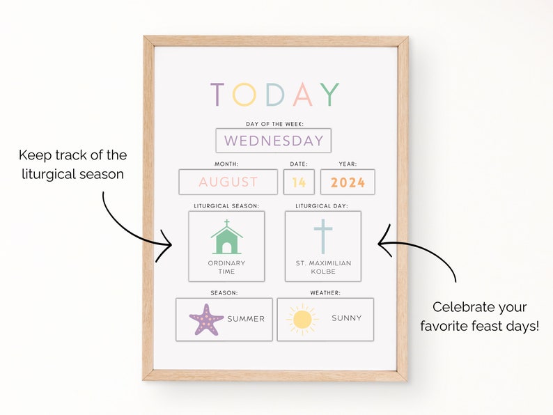 Catholic Morning Board | Daily Calendar | Homeschool Printable | Circle ...