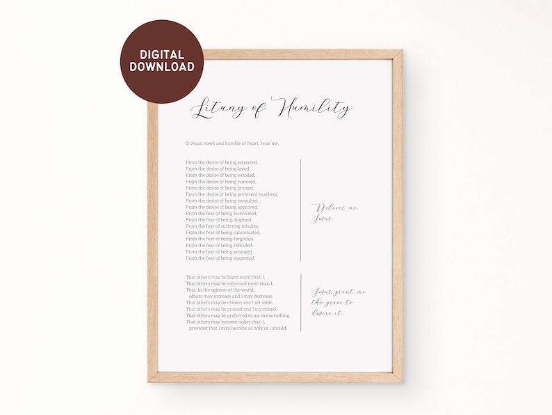 Litany of Humility Printable, Catholic Prayer Print, Homeschool Poster ...