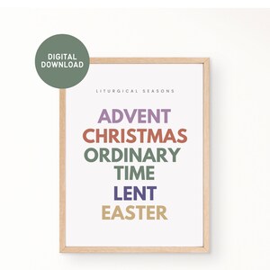 Liturgical Seasons Poster, Catholic Printable, Back to School, Catholic ...