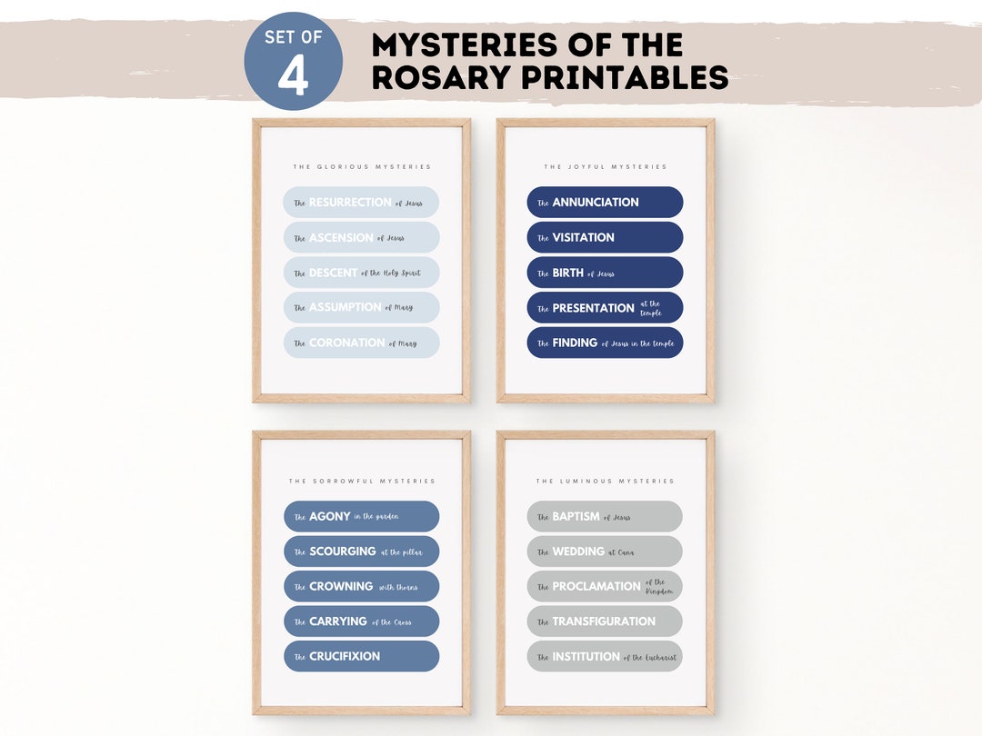 Mysteries of the Rosary Posters, Catholic Prints, Classroom, Prayer ...