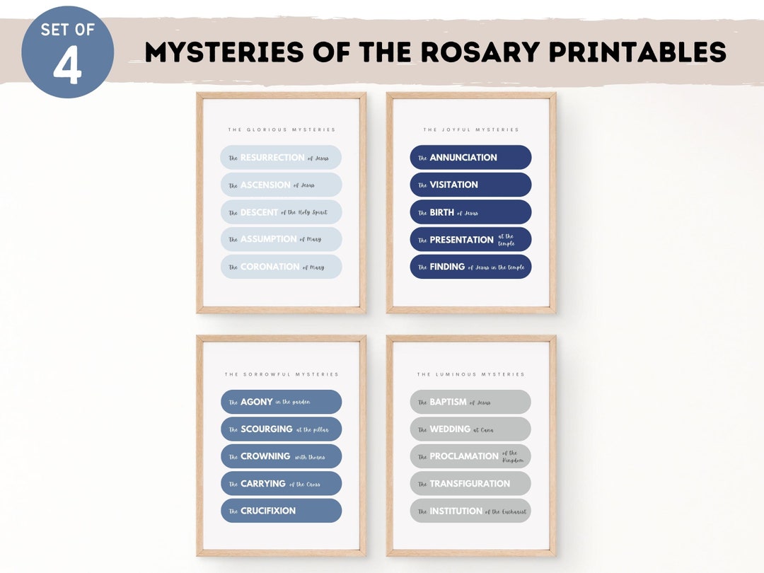 Mysteries of the Rosary Posters Catholic Prints Classroom - Etsy