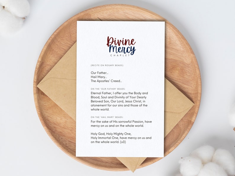 Chaplet of Divine Mercy Printable Catholic Prayer Card St. Faustina ...