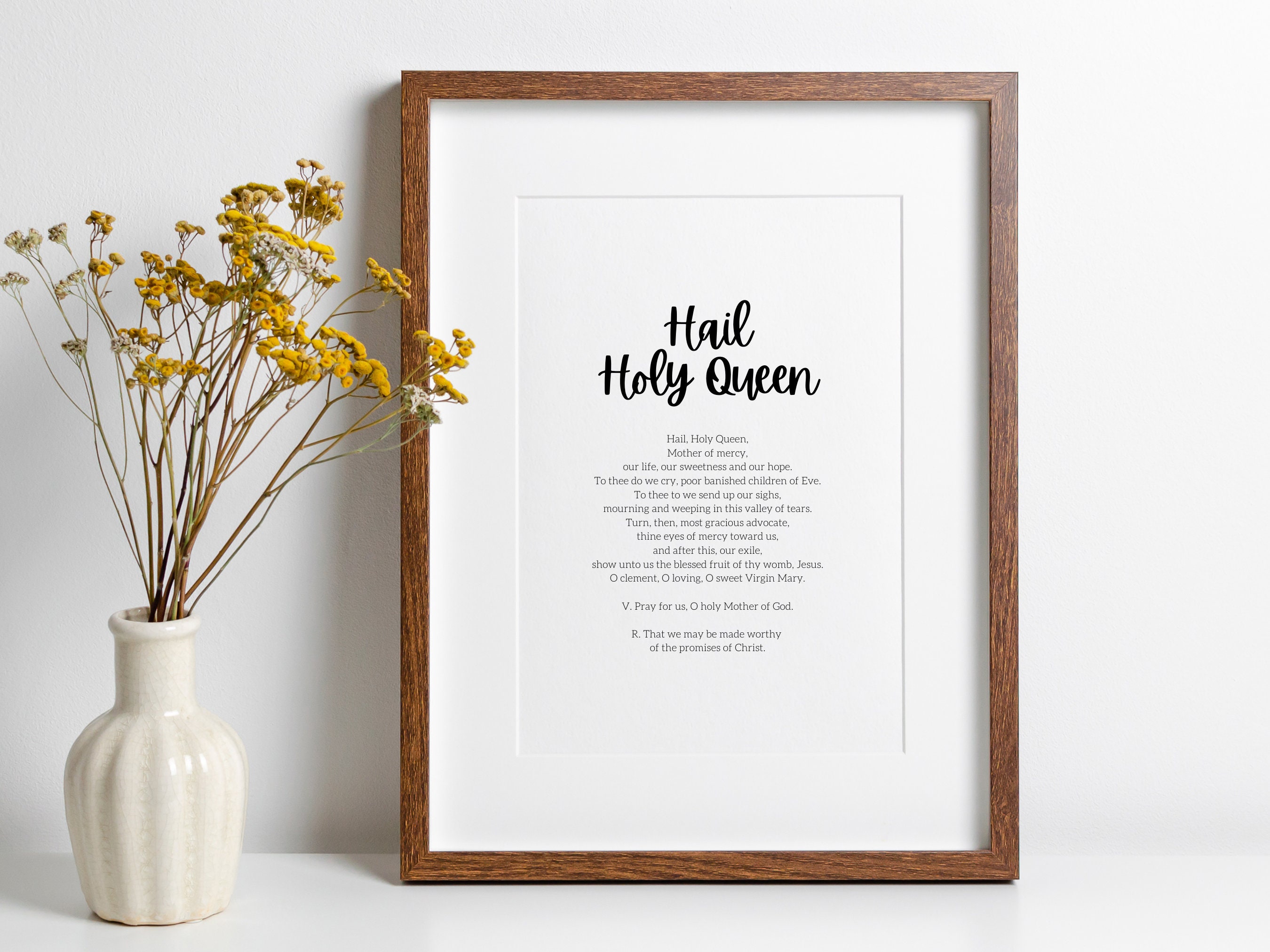 Hail Holy Queen Print, Catholic Prayer Printable, Mary Prayer, Salve ...