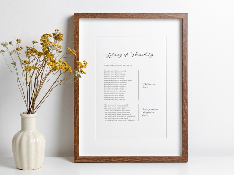 Litany of Humility Printable, Catholic Prayer Print, Homeschool Poster ...
