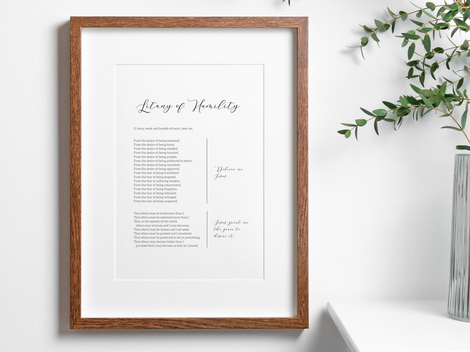 Litany of Humility Printable, Catholic Prayer Print, Homeschool Poster ...