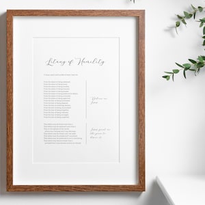 Litany of Humility Printable, Catholic Prayer Print, Homeschool Poster ...