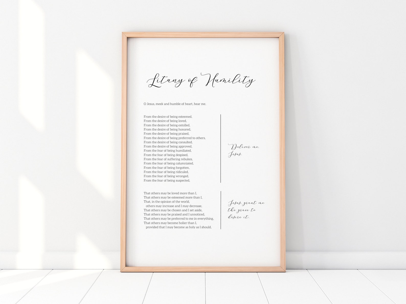 Litany of Humility Printable, Catholic Prayer Print, Homeschool Poster ...