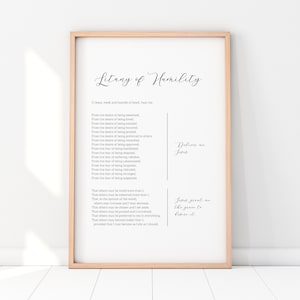 Litany of Humility Printable, Catholic Prayer Print, Homeschool Poster ...