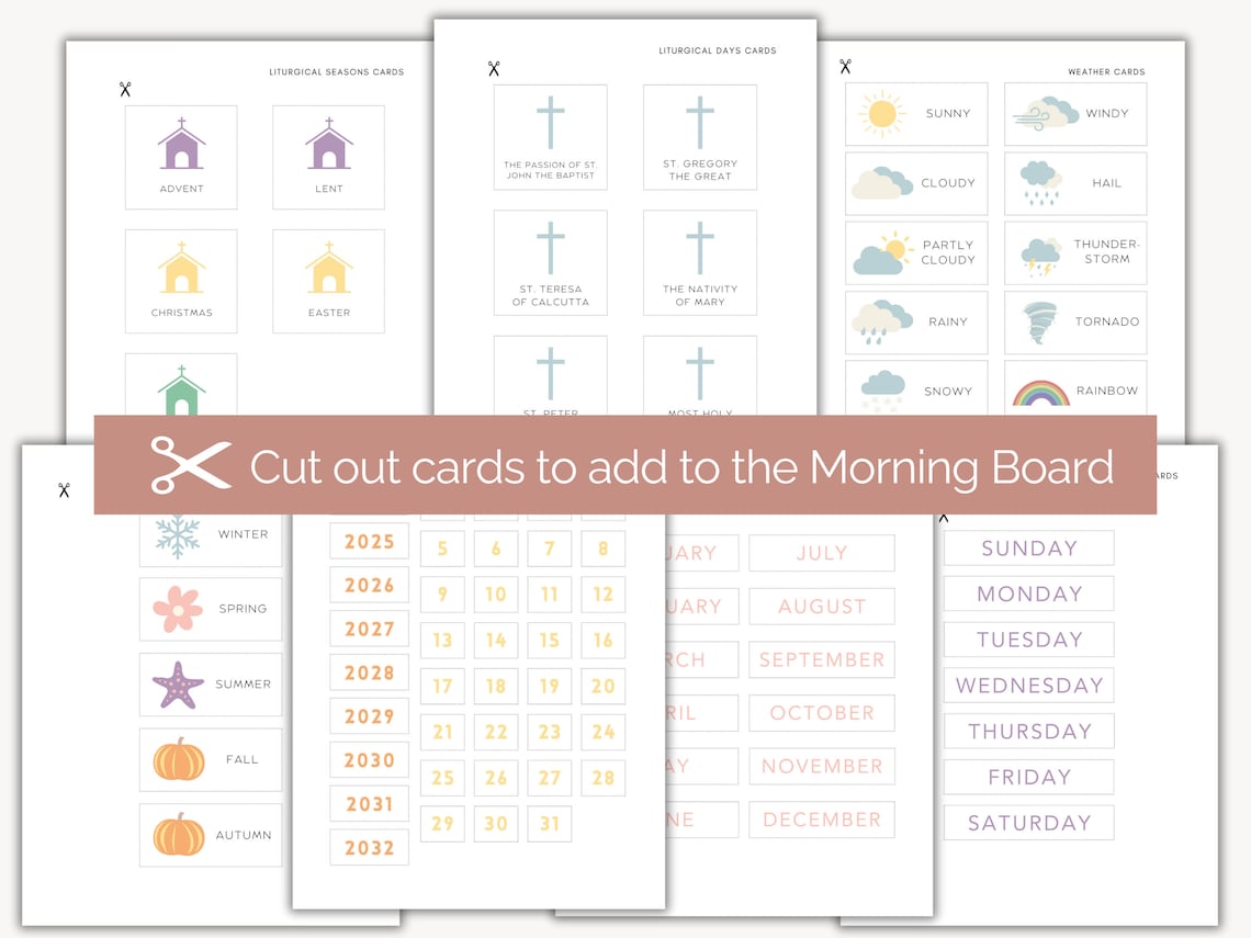 Catholic Morning Board | Daily Calendar | Homeschool Printable | Circle ...