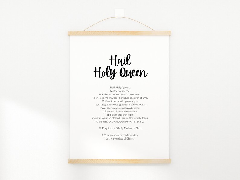 Hail Holy Queen Print, Catholic Prayer Printable, Mary Prayer, Salve ...
