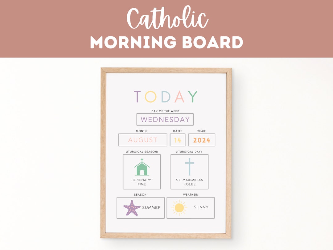 Catholic Morning Board | Daily Calendar | Homeschool Printable | Circle ...