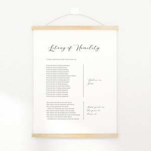 Litany of Humility Printable, Catholic Prayer Print, Homeschool Poster ...