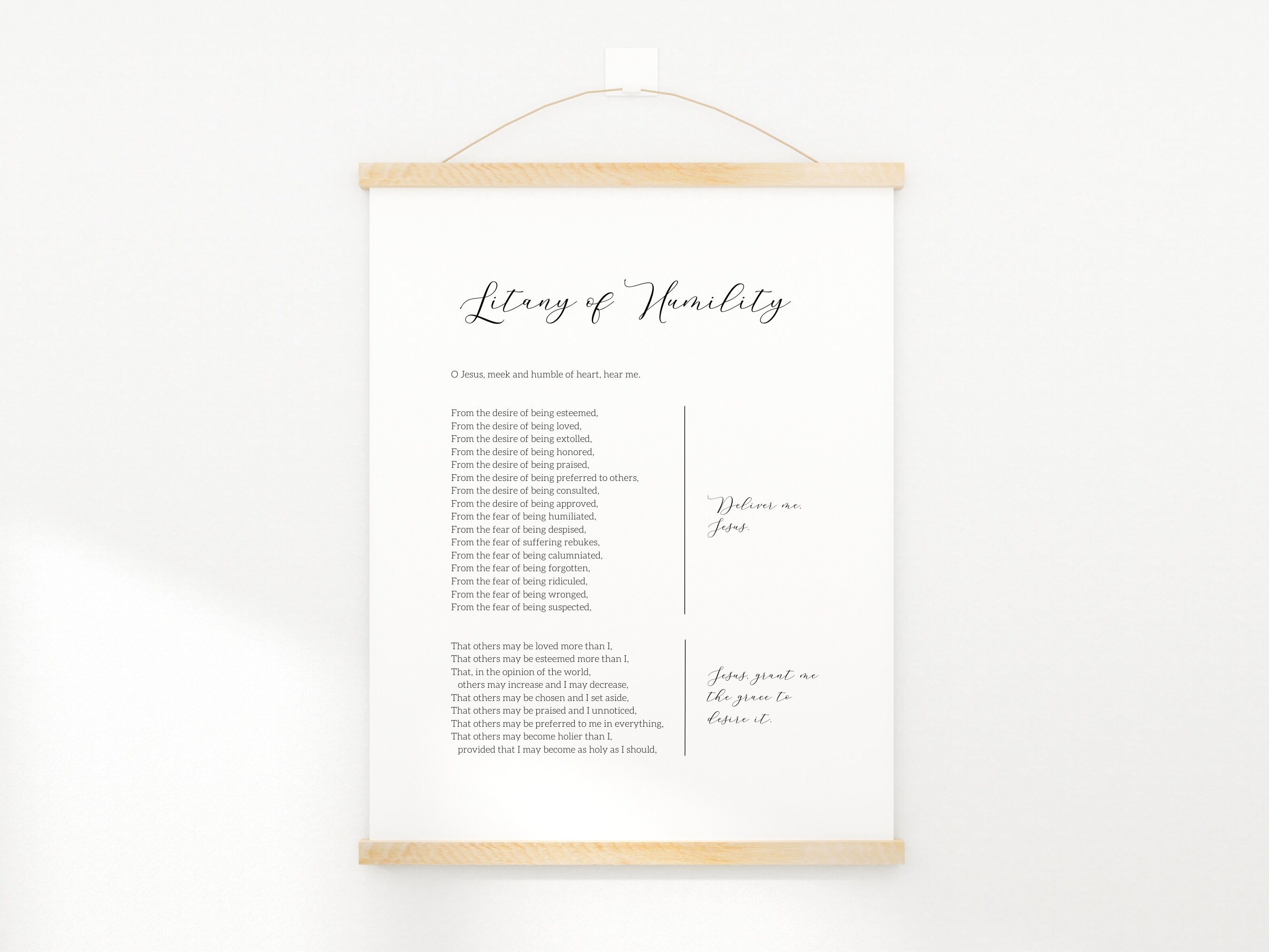 Litany of Humility Printable, Catholic Prayer Print, Homeschool Poster ...