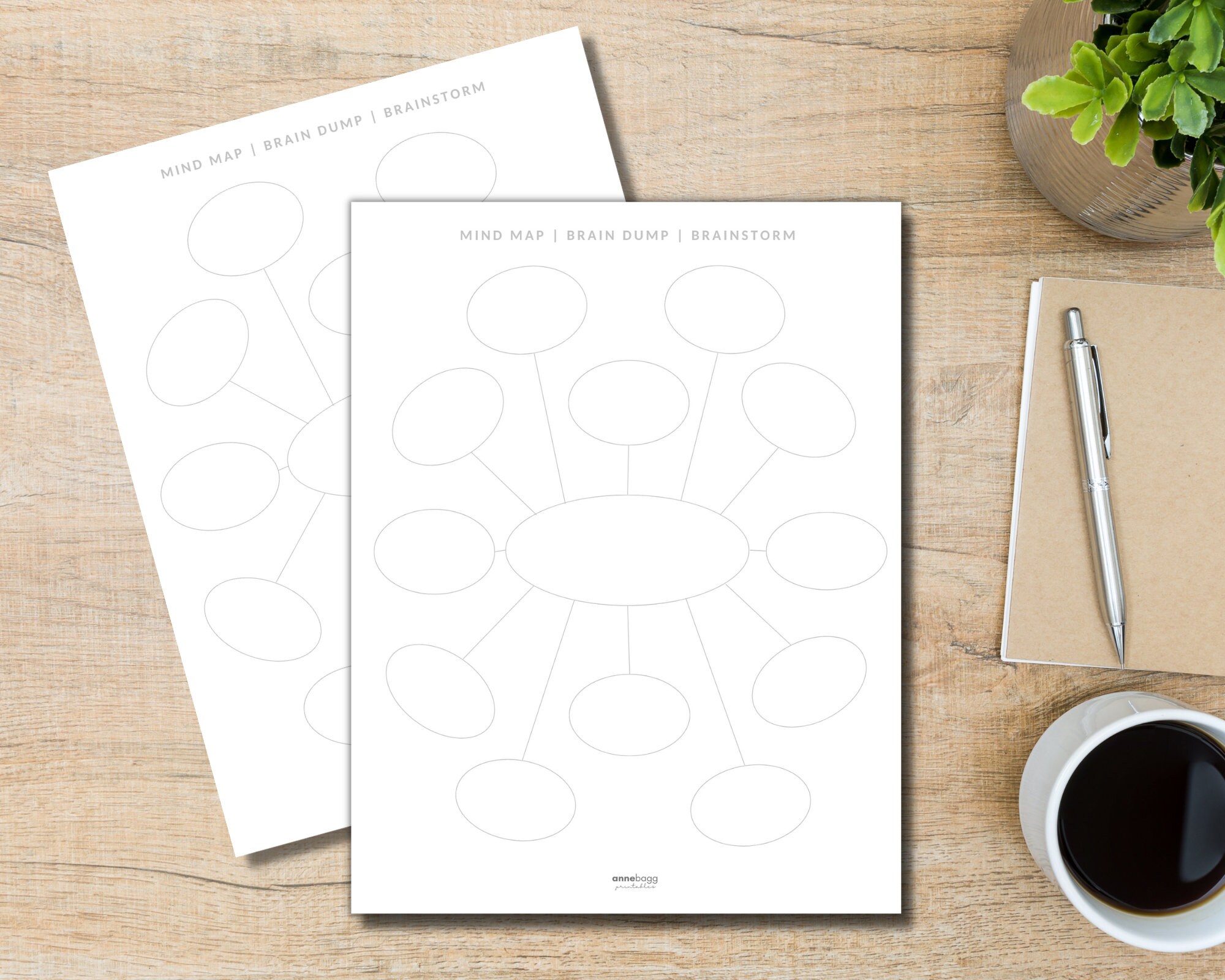 Mind Map, Brain Dump, Brainstorm, Creativity - Round, 6 Varieties, US ...