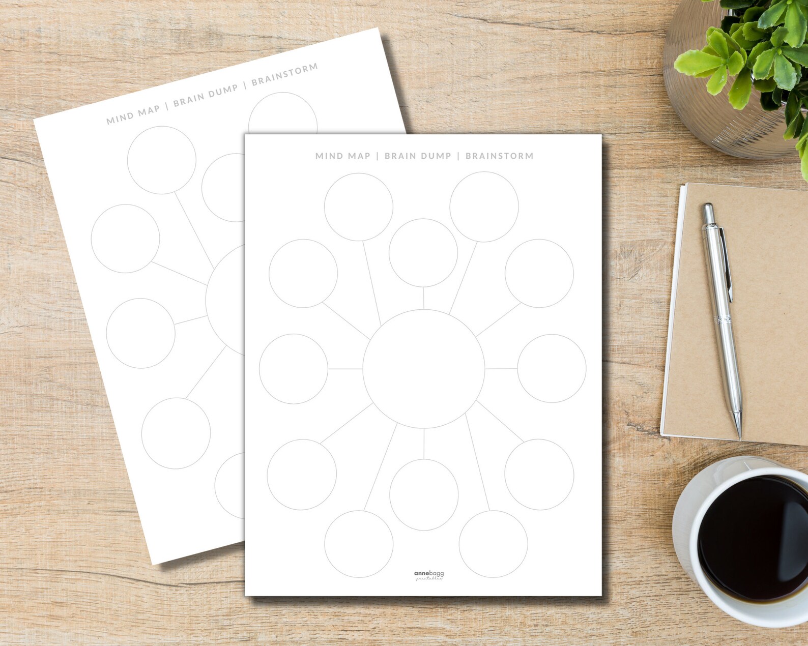 Mind Map, Brain Dump, Brainstorm, Creativity - Round, 6 Varieties, US ...
