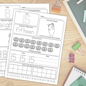 Number Worksheets, 0-20 Printables, ASL Numbers, Counting, 10 Frames ...