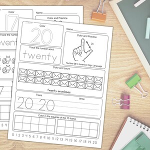 Number Worksheets, 0-20 Printables, ASL Numbers, Counting, 10 Frames ...