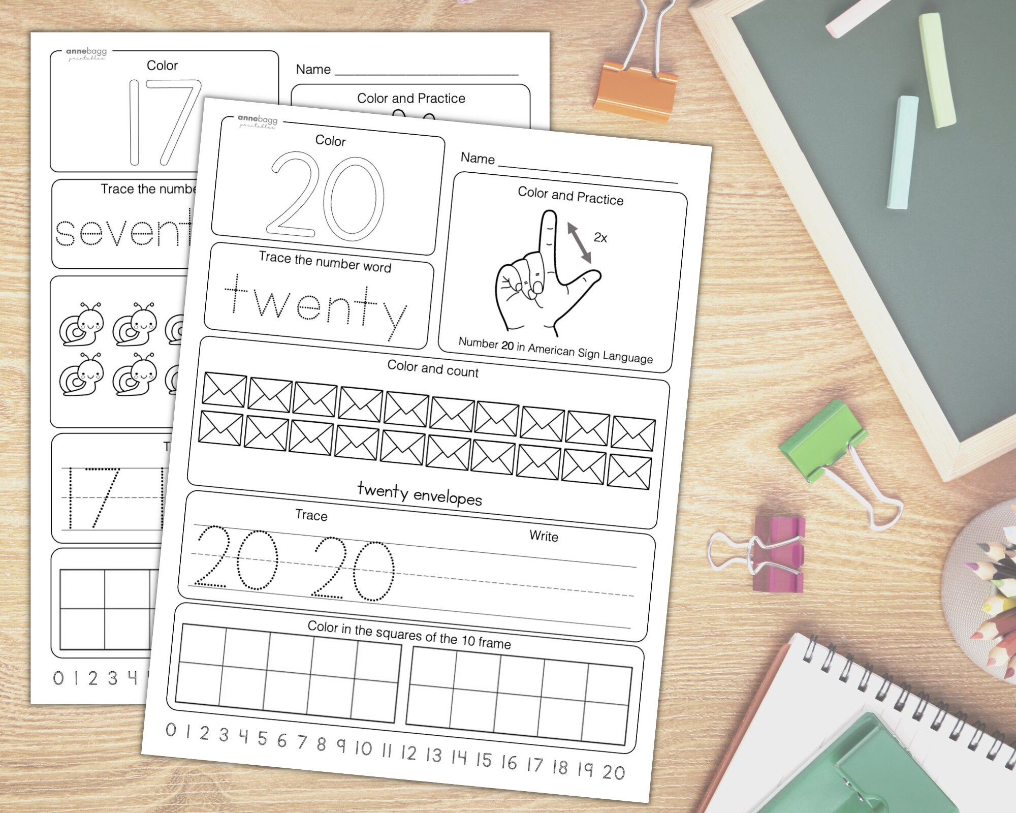 Number Worksheets, 0-20 Printables, ASL Numbers, Counting, 10 Frames ...