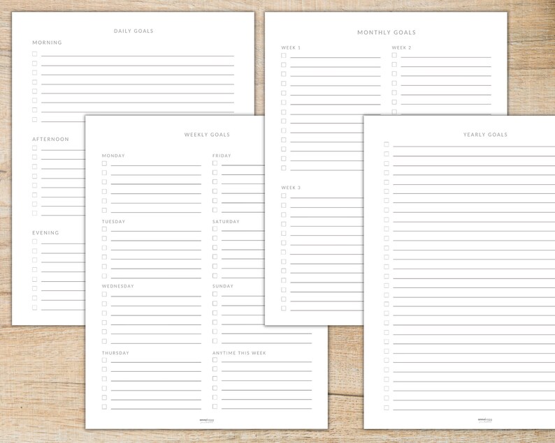Goal Sheets, Goal Setting, SMART Goals, Live Goals, Daily, Weekly ...