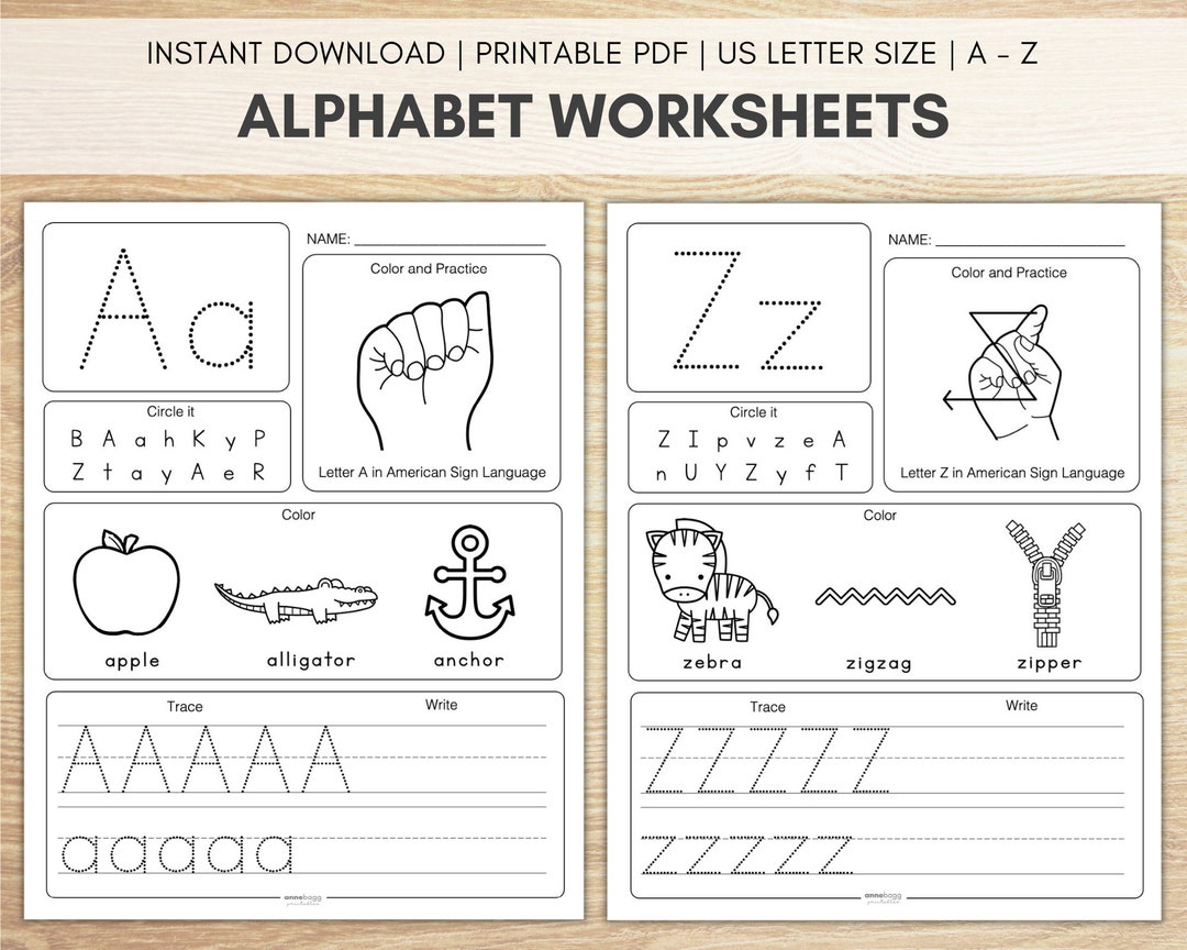 ABC Worksheets, Alphabet Printable, A-Z, Letters, US Letter Size ...
