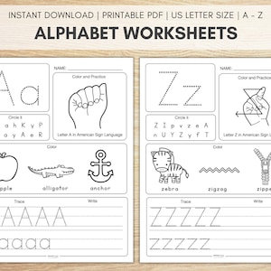 ABC Worksheets, Alphabet Printable, A-Z, Letters, US Letter Size ...
