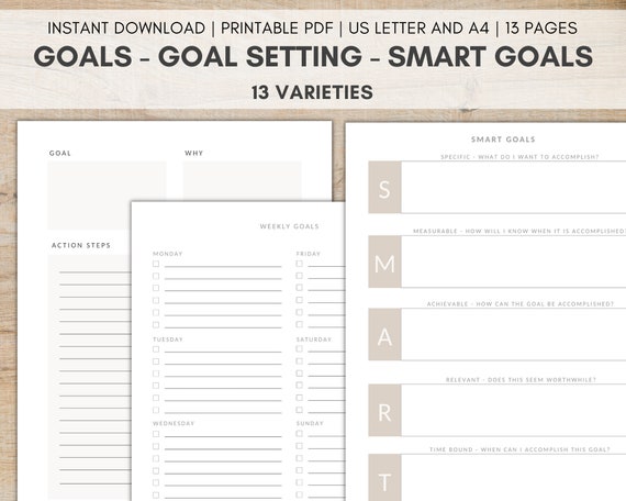 Goal Sheets Goal Setting SMART Goals Live Goals Daily - Etsy