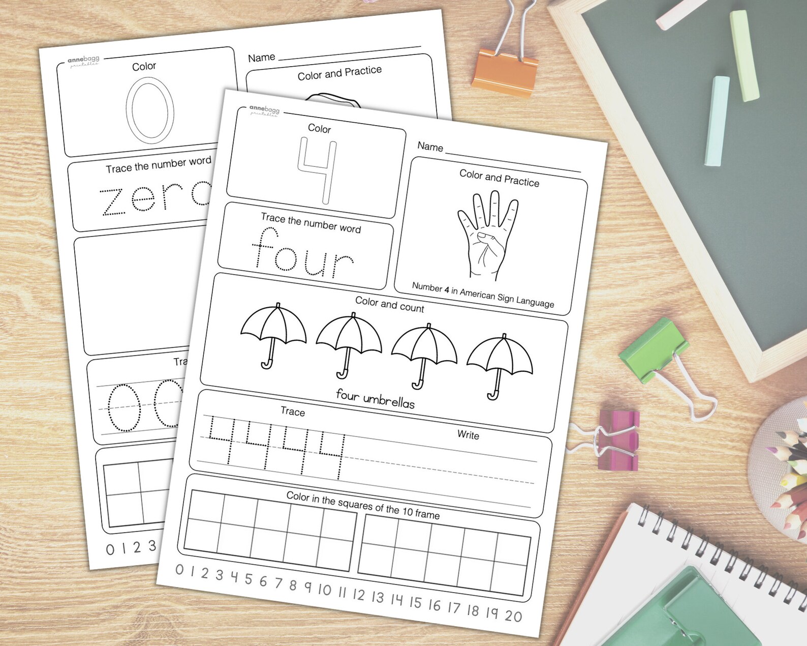 Number Worksheets, 0-20 Printables, ASL Numbers, Counting, 10 Frames ...