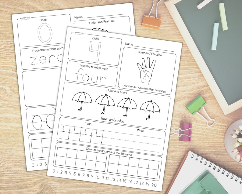 Number Worksheets, 0-20 Printables, ASL Numbers, Counting, 10 Frames ...