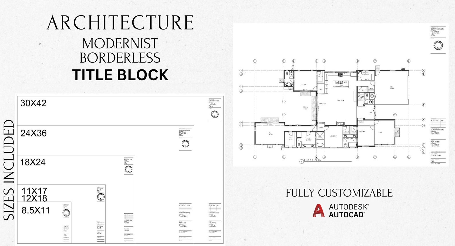 Minimalist Borderless Architect Title Block | Autocad Title Block ...