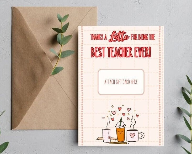 Teacher Appreciation Gift Card Holder printable Thank You Gift for ...