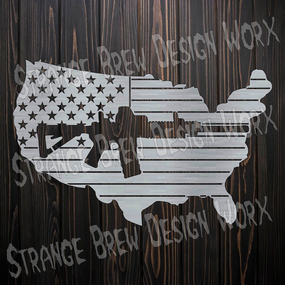 US Map AR Style Rifle DXF File Svg / Png / Pdf / Eps / Ai File Cnc ...