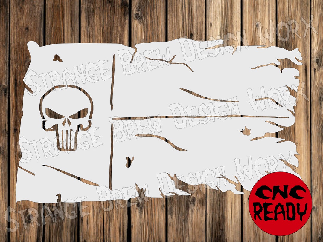 Tattered Texas Flag Skull DXF File Svg / Png / Pdf / Eps / Ai File Cnc ...