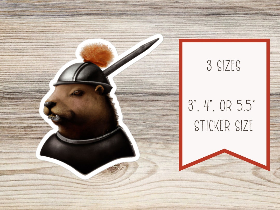 Battle Beaver Sticker | Beaver With Knight's Helmet and Sword | Funny ...