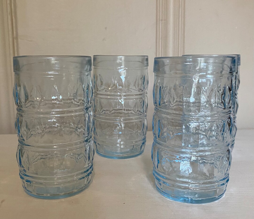 Lovely Francosinho Brazil Diamond Pattern Blue Glassware Set - Etsy