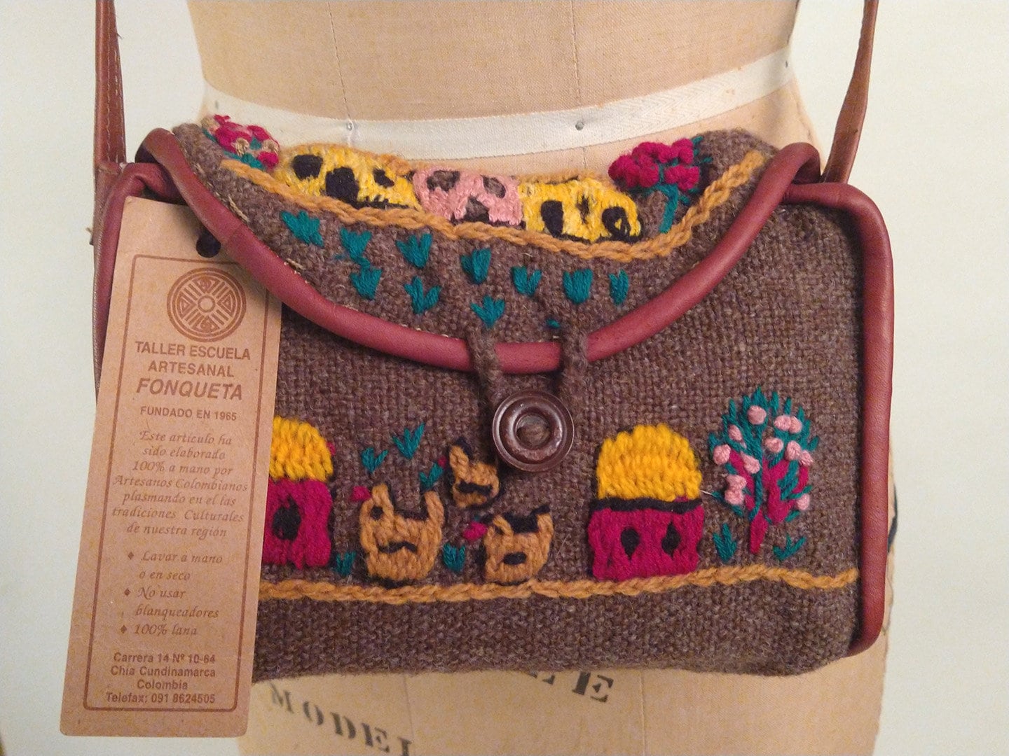 Vintage Handmade Folk Art Wool Crossbody Small Bag, Hand Embroidered ...