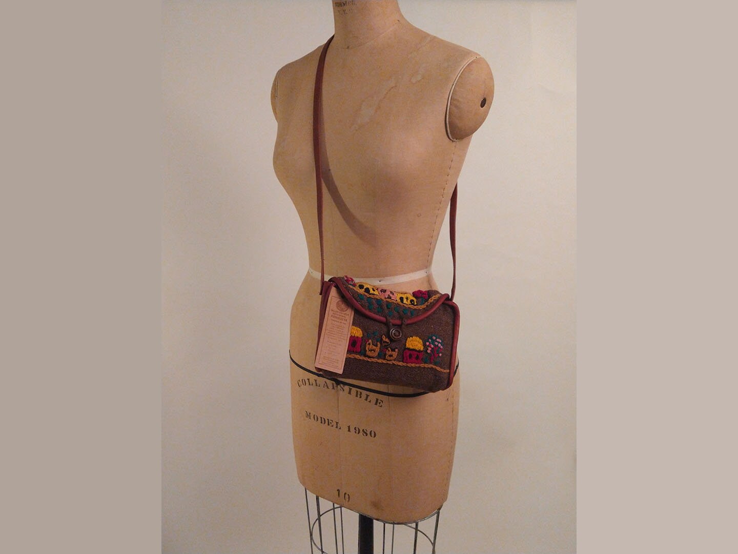 Vintage Handmade Folk Art Wool Crossbody Small Bag, Hand Embroidered ...