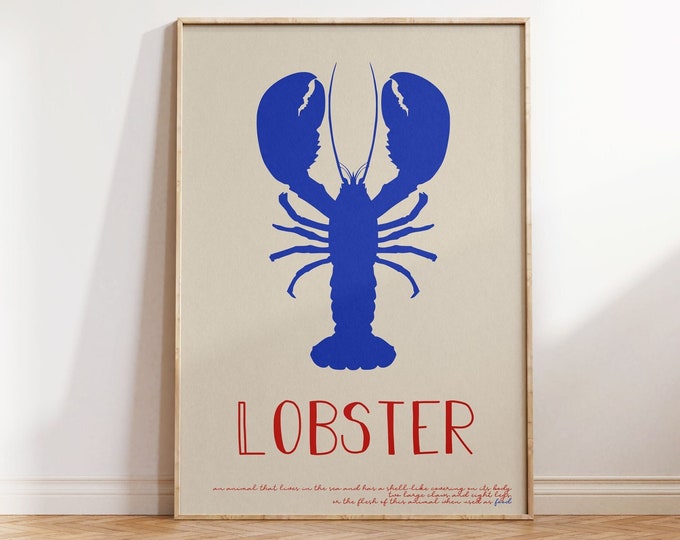 Lobster Poster, Lobster Modern Art Print, Contemporary Kitchen Prints ...