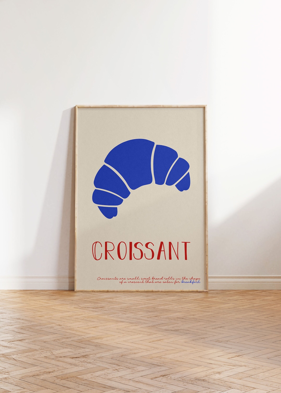 Croissant Minimalist Poster, Croissant Modern Art Print, Contemporary ...