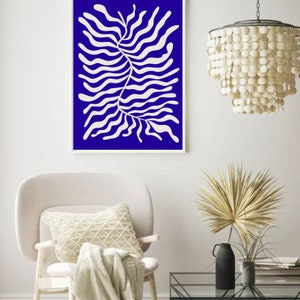 Cobalt Blue Modern Wall Art, Abstract Blue Poster, Blue Contemporary ...