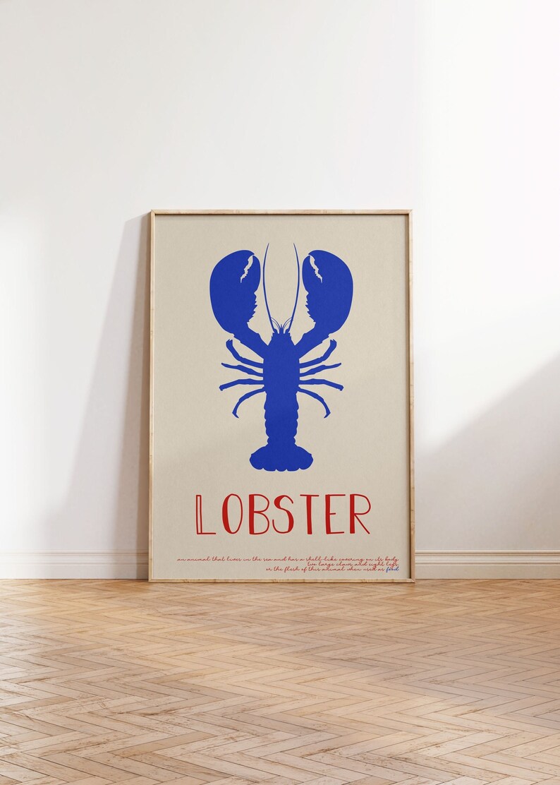 Lobster Poster Lobster Modern Art Print Contemporary Kitchen - Etsy