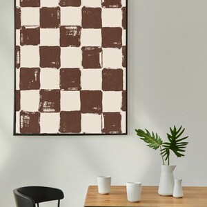 Checkered Poster, Rustic Brown Print, Aesthetic Decor Wall Art, Trendy ...