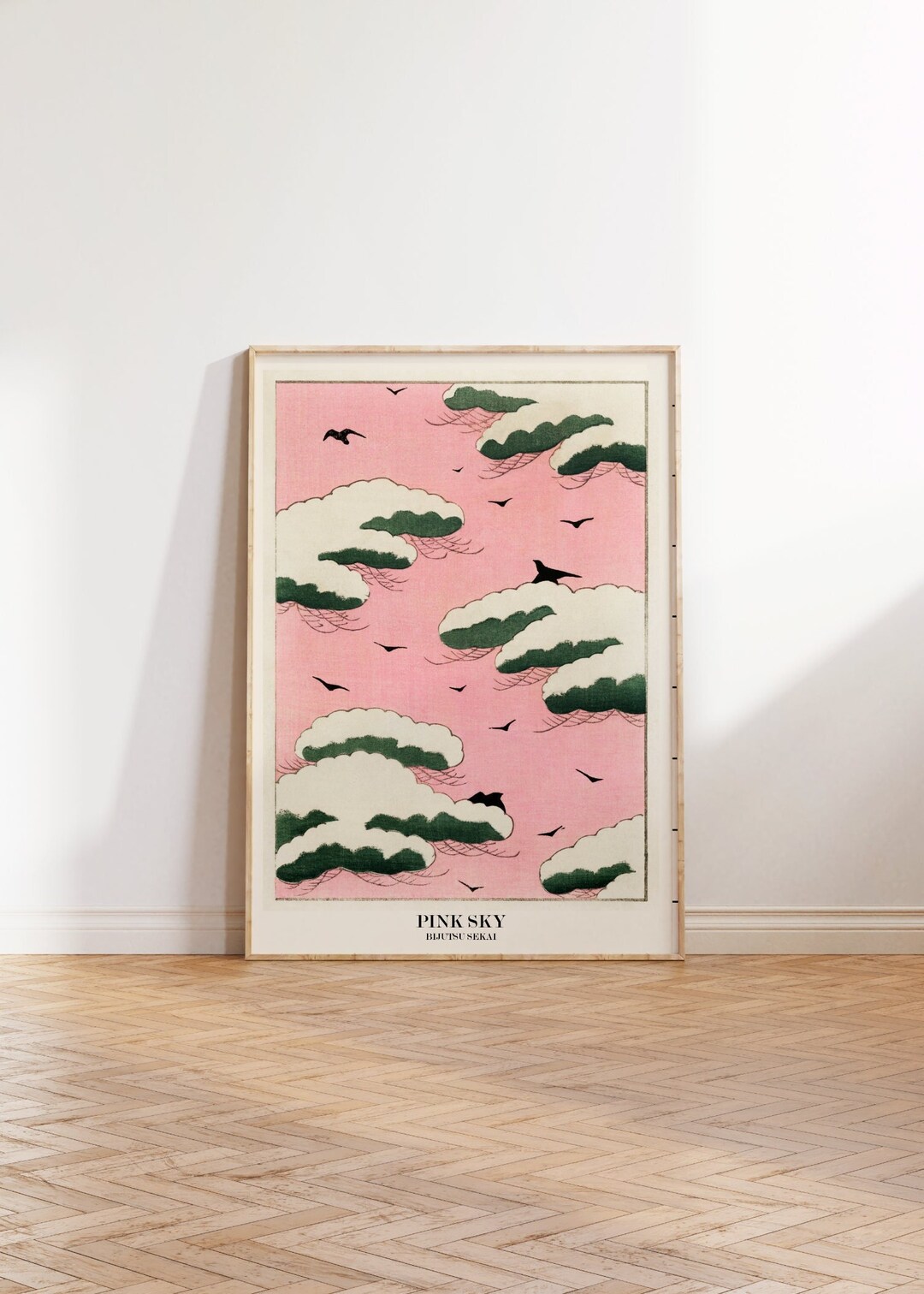 Pink Sky Illustration Poster Japanese Vintage Poster - Etsy