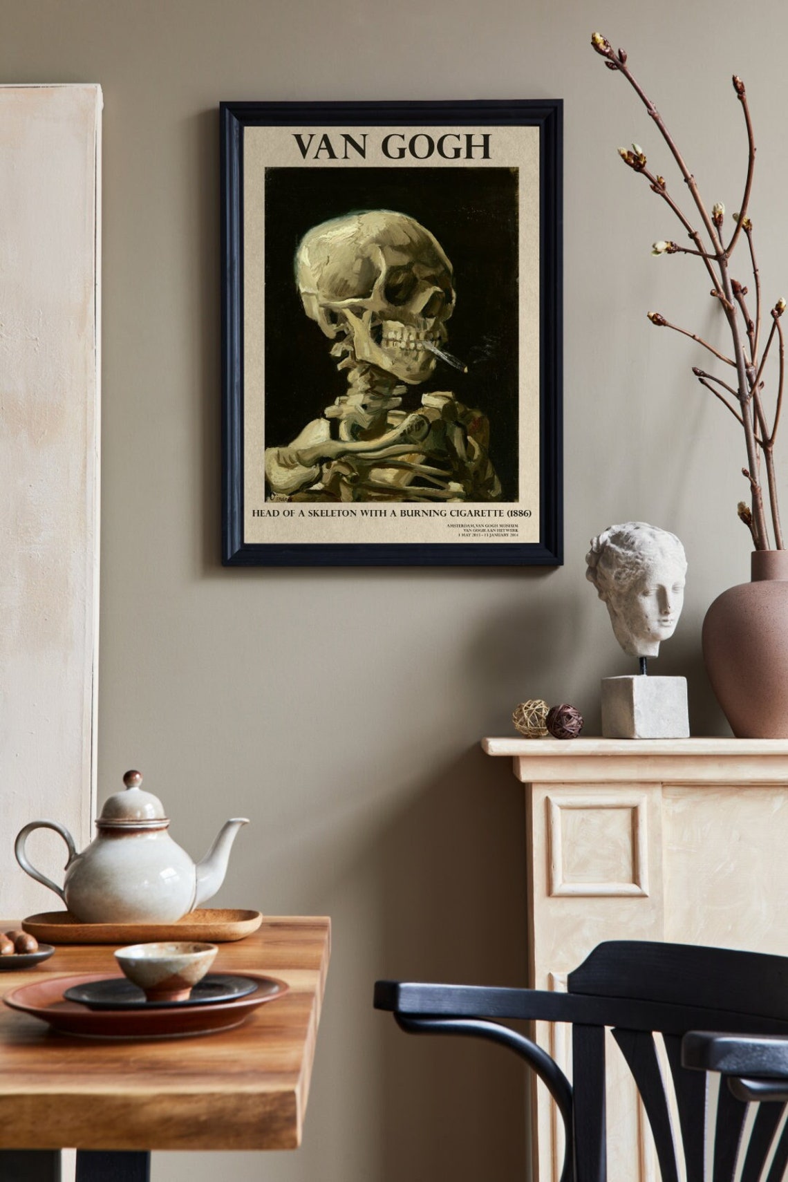 Van Gogh Skull of a Skeleton With Burning Cigarette Poster - Etsy