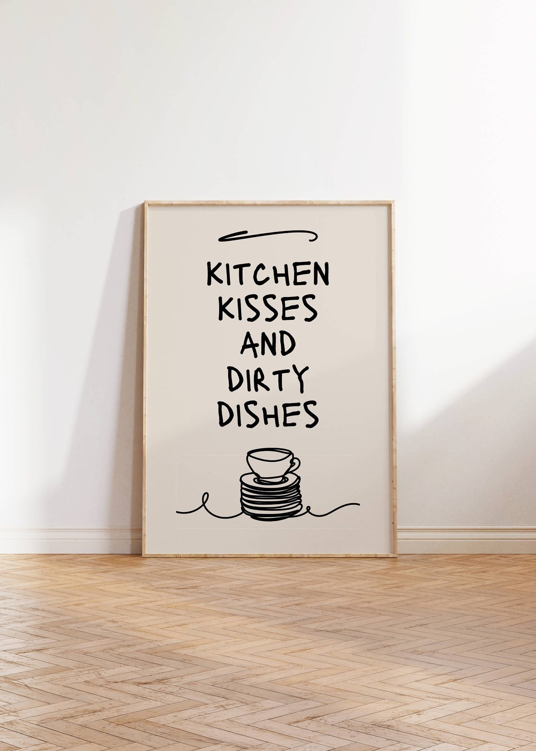 Kitchen Kisses and Dirty Dishes Print, Modern Kitchen Poster - Etsy