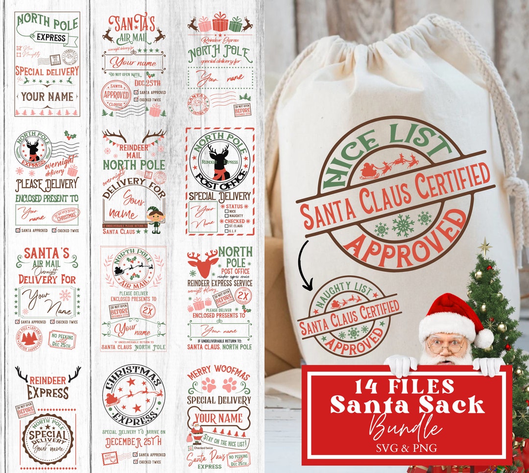 Santa Sack Svg Bundle, Santa, North Pole Express Svg, Santa Bag Svg ...