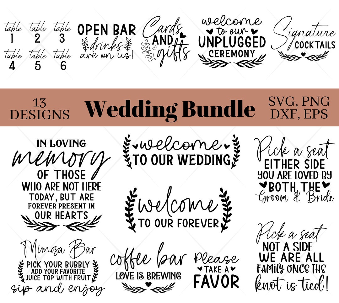 Wedding Sign Svg Bundle, Welcome Svg, Wedding Svg Bundle, Rustic ...