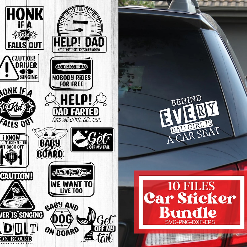 Funny Car Stickers - Etsy