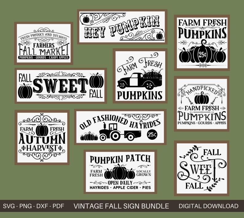 Vintage Fall Sign Svg Bundle Rustic Fall Svg Signs - Etsy
