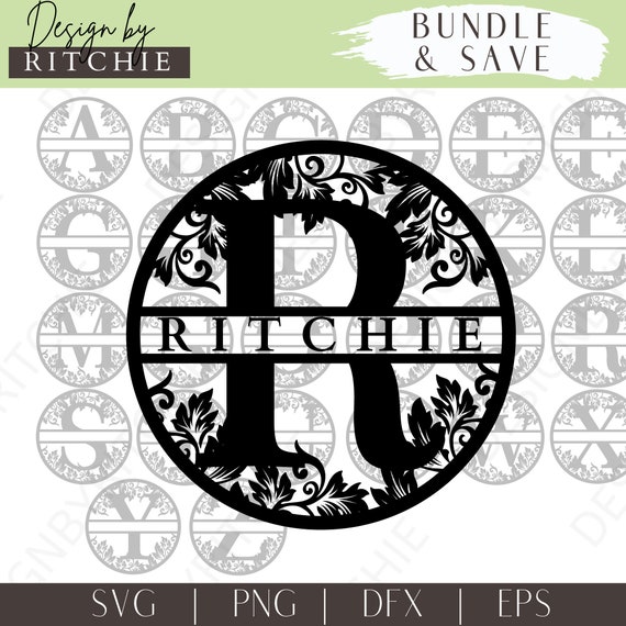 Split Monogram SVG/DXF/PNG Split Monogram Frame Alphabet - Etsy