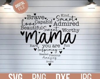 Mama Heart Svg, Mama Svg, Shirt, Mom Svg, Heart Svg, Mother Svg ...